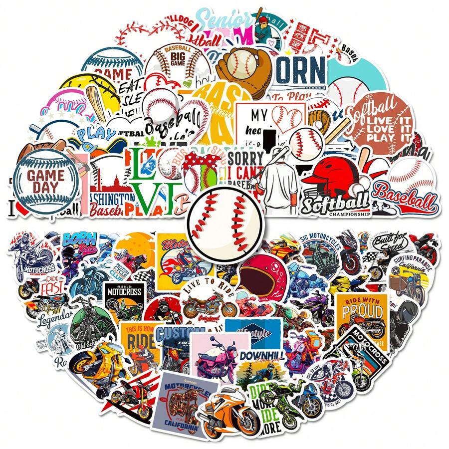 100Pcs Baseball Stickers For Water Bottles, Motorcycle Vinyl Waterproof ...