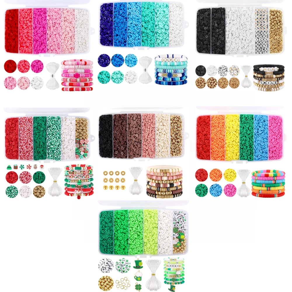 6000pcs 6-Color DIY Clay Beads Set With Box For Handmade Jewelry Making ...