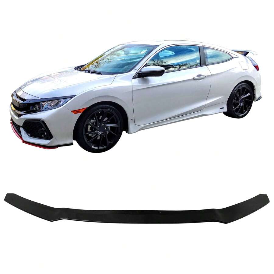 Front Bumper Lip For 2017-2021 Hondas' Civic Si & Hatchback HFP Style Unpainted Black Front Lip ...