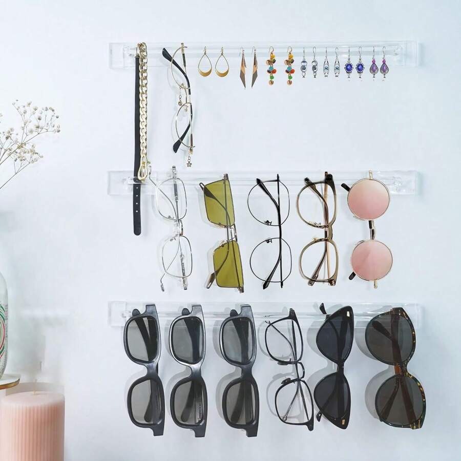 1 Pack Acrylic Sunglasses Organizer Storage Wall Mounted Eyeglasses ...