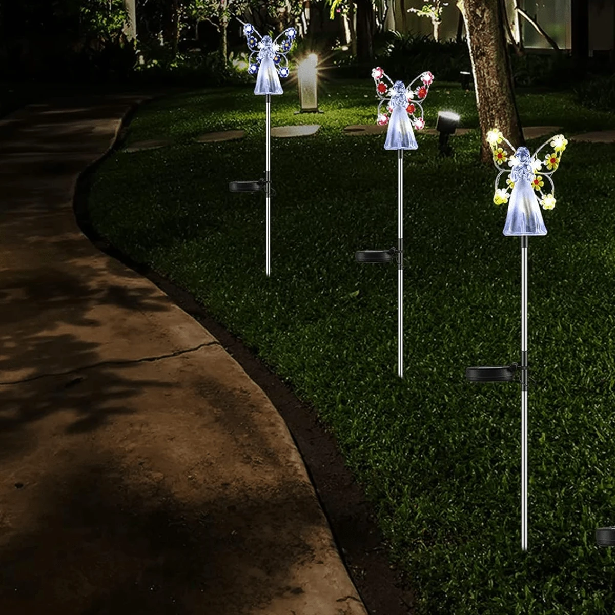 Luces solares de estaca para jardín con ángel - 1 paquete de luces ...
