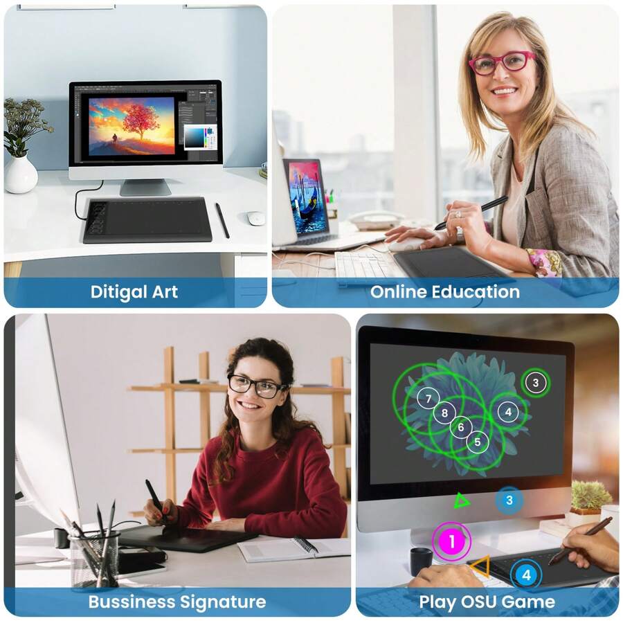 14-Inch Electronic Graphics Drawing Pad With 8192-Grade Battery-Free ...