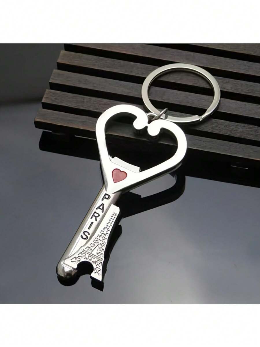 1 Pc, Eiffel Tower Beer Bottle Opener, Heart-Shaped Metal Keychain ...