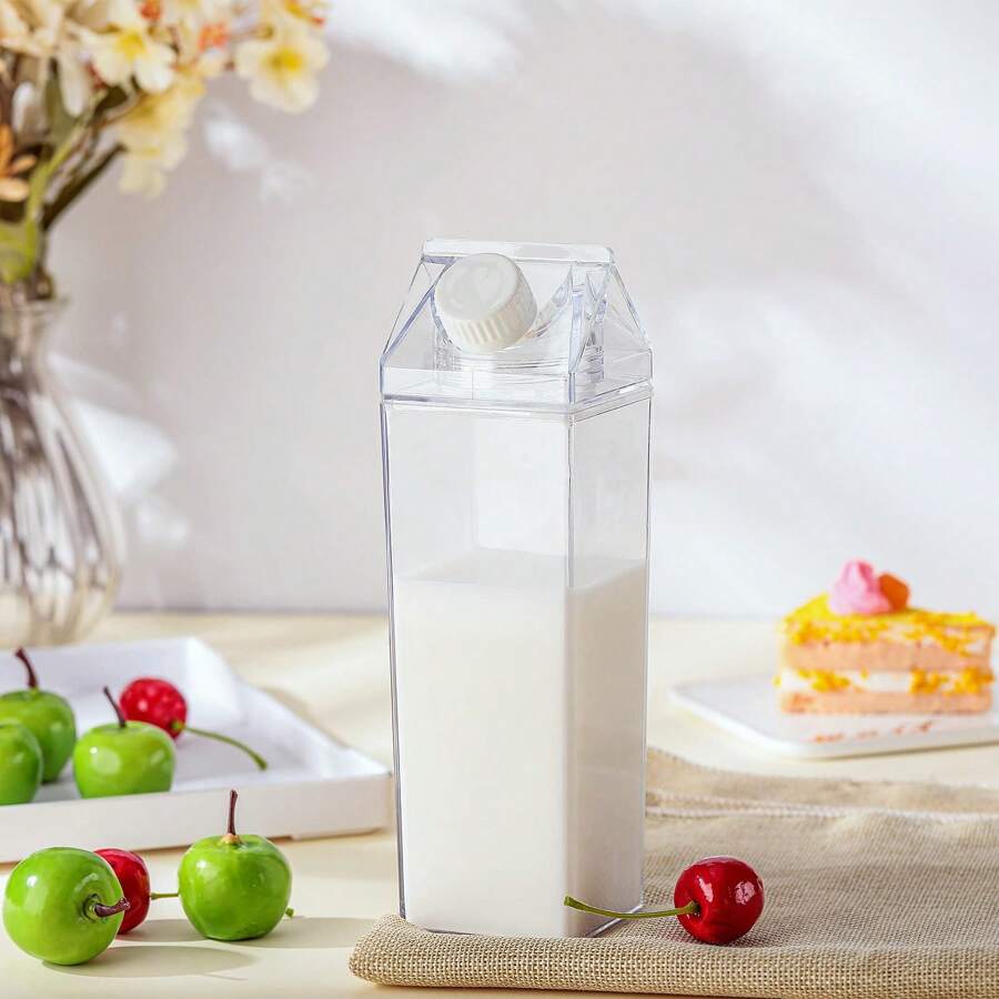 Milk Carton Water Bottles Plastic Clear Milk Bottles Portable Reusable ...