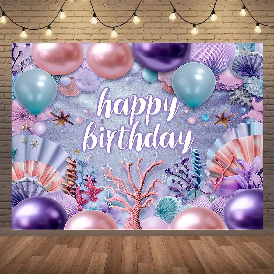 1pc, Mermaid Birthday Backdrop Cloth Decoration Background Cloth ...