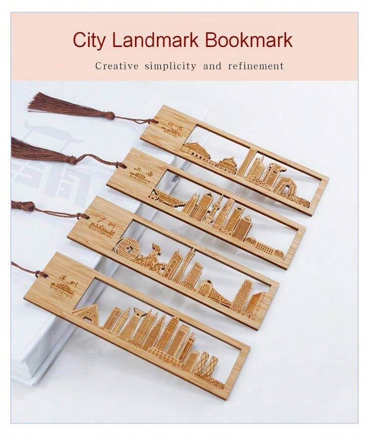 1/4pcs Building Bamboo Bookmark, Laser Hollow City North, Shanghai ...