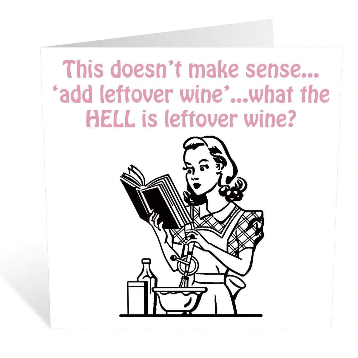 1pc Humorous Leftover Wine Birthday Card, Perfect For Husband, Wife ...