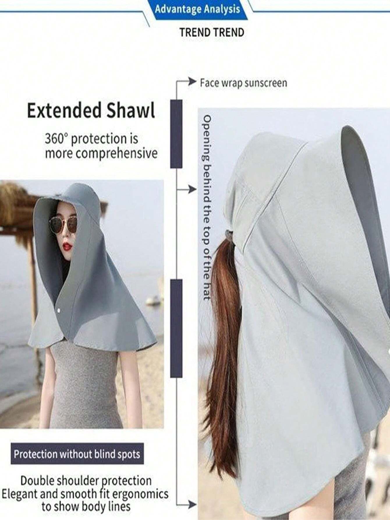 Protective Neck Shawl All-In-One Sunscreen Sun Hat Female Spring And ...