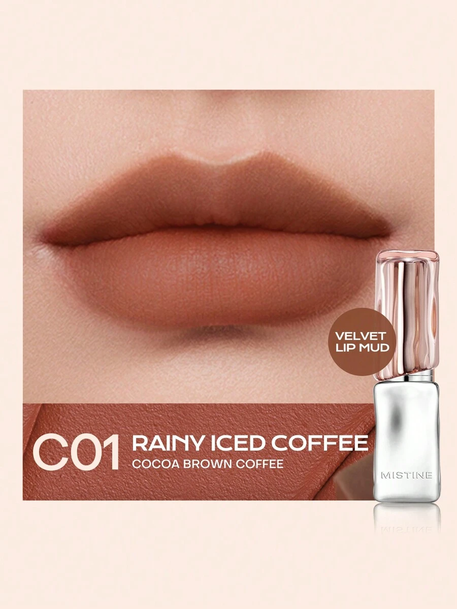 MISTINE שפתון מט תאילנדי לאטה קרמי עם גימור קטיפה חלק כמשי, שפתיים ...