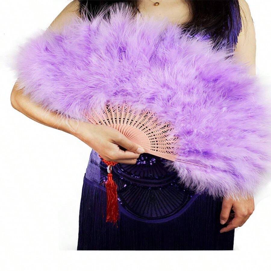 Handheld Marabou Feather Fan, 1920s Vintage Style Flapper Hand Fan For ...