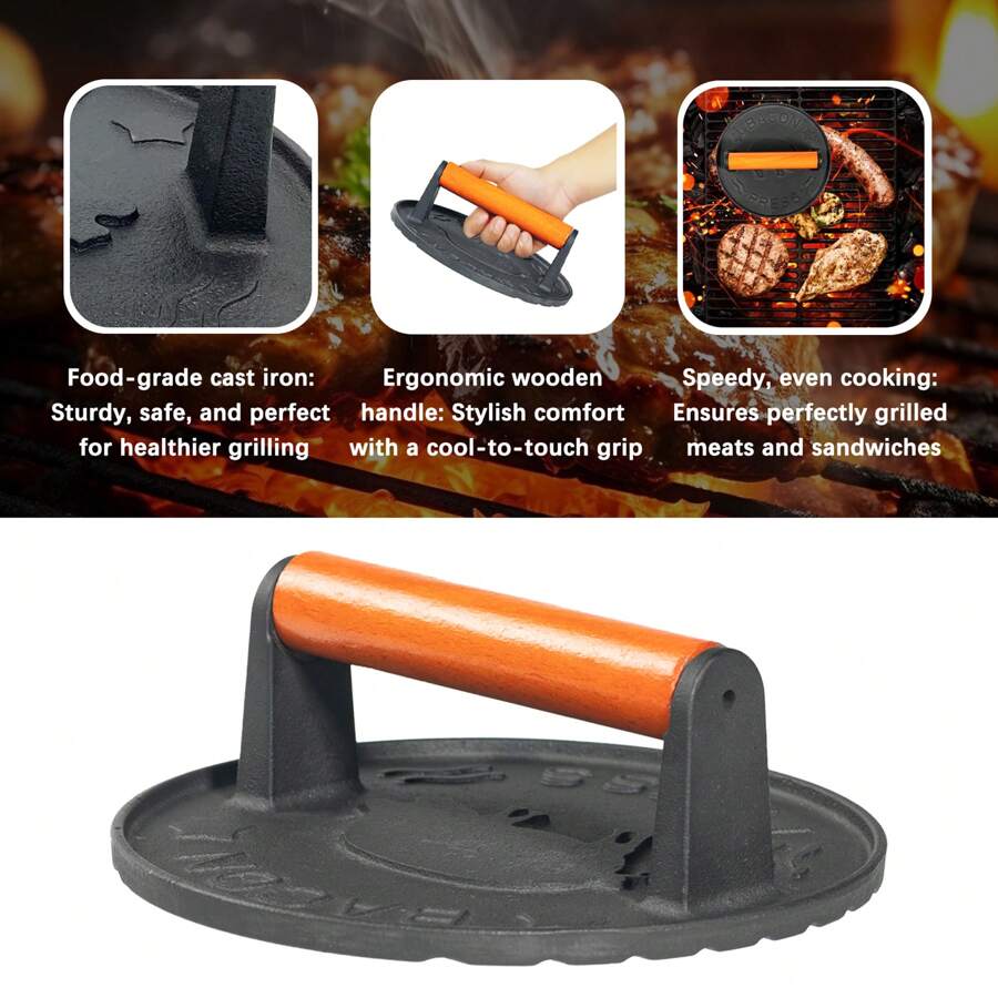 Vivicreate Bacon Press, Griddle Press, Grill Press, Meat Press, Cast ...