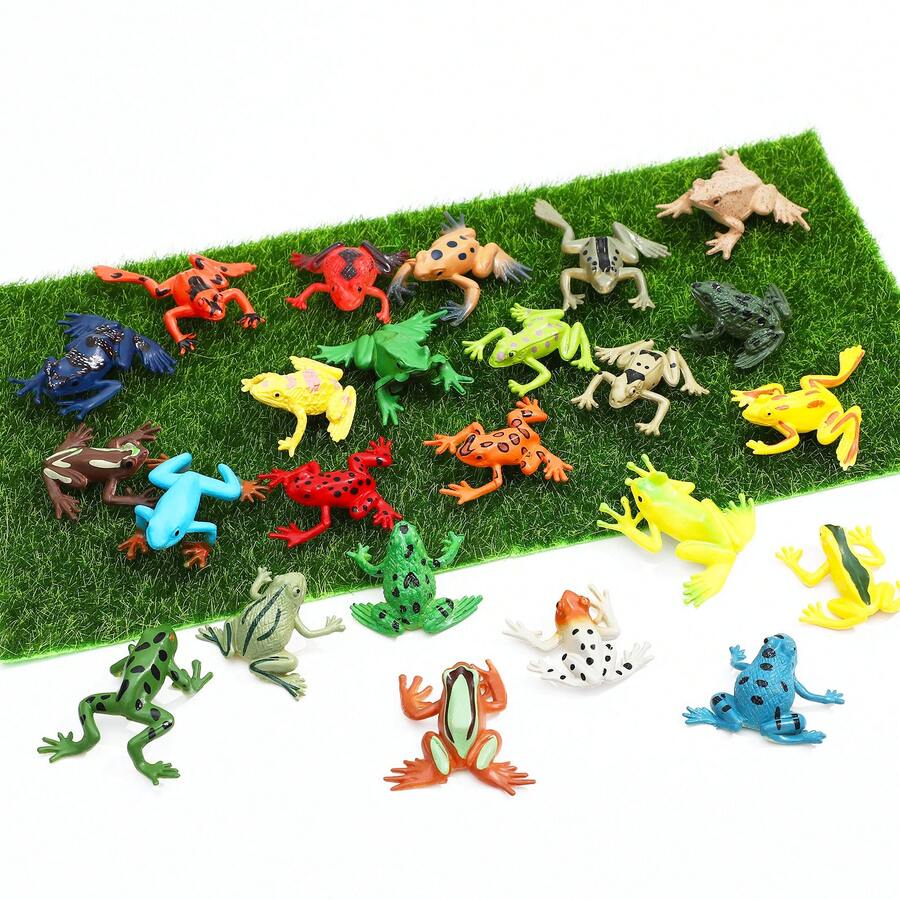 24 Pieces Mini Frogs Figurines Playset Hand Painted Tiny Frogs ...