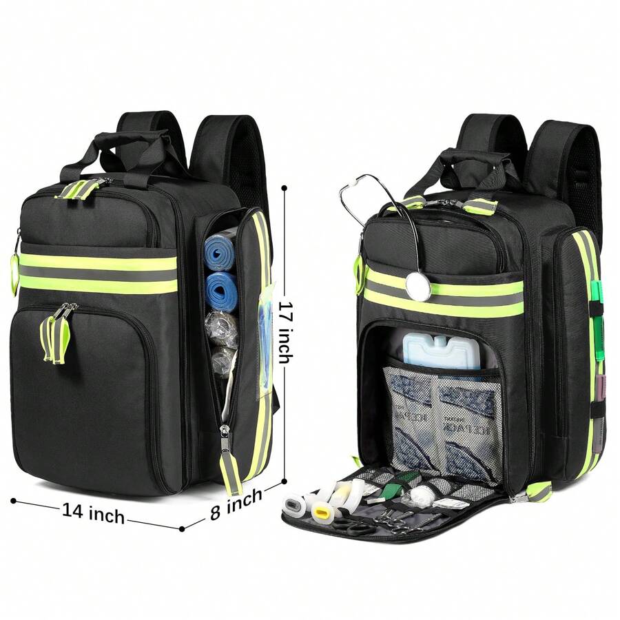First Aid Backpack Empty, Medical Bag With 6 Pouches, Emergency ...
