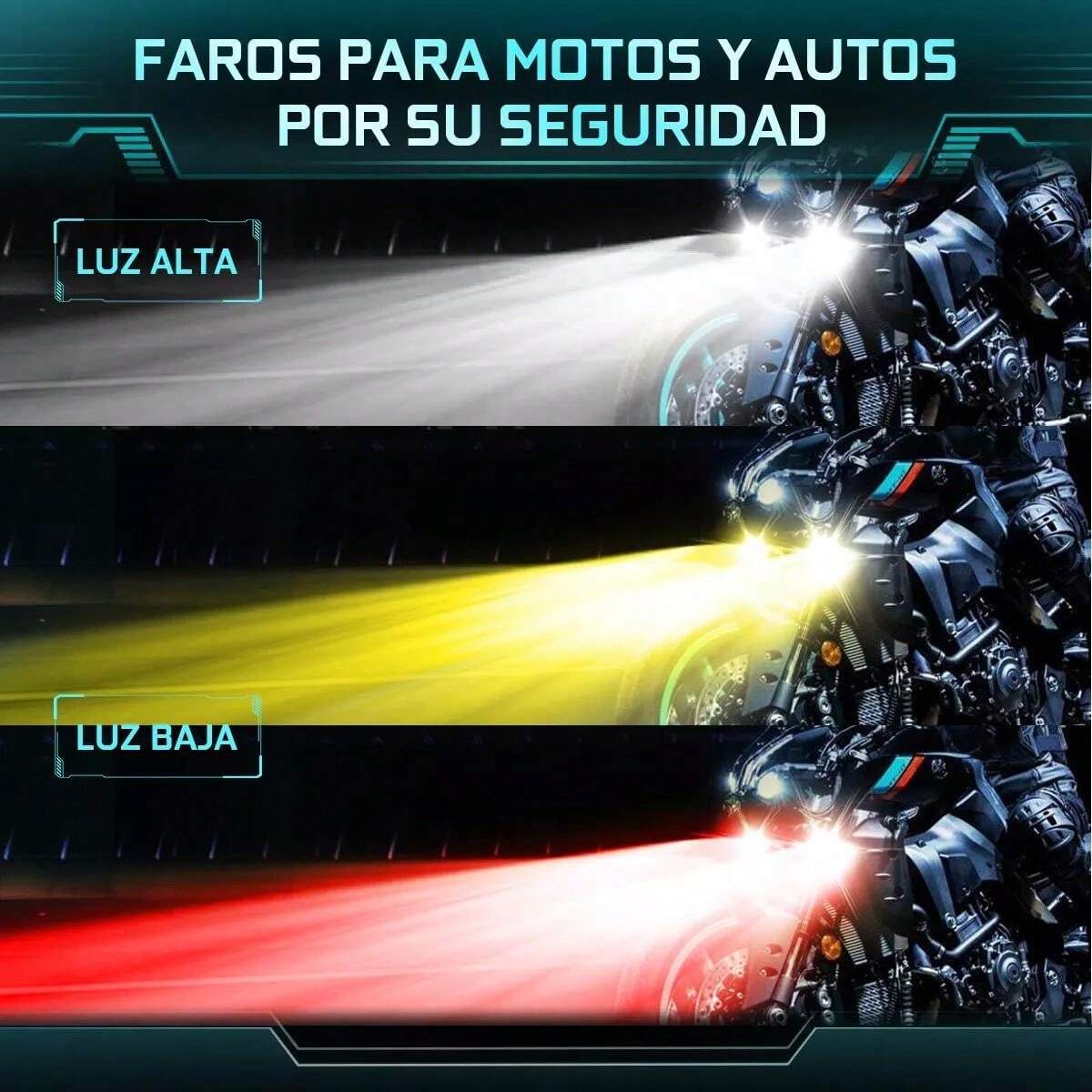 1 par de focos LED para motocicleta con tres opciones de color, luces ...