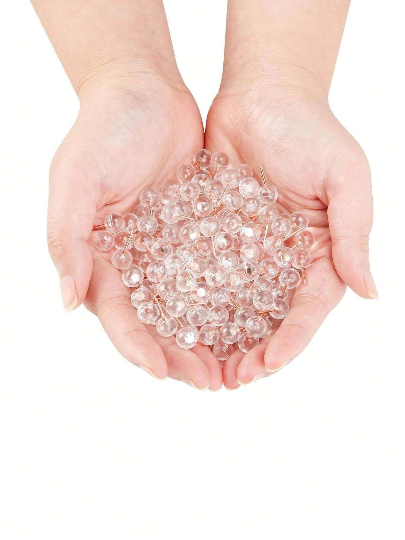 50/100pcs Transparent Round Head Push Pins With Rose Gold World Map ...