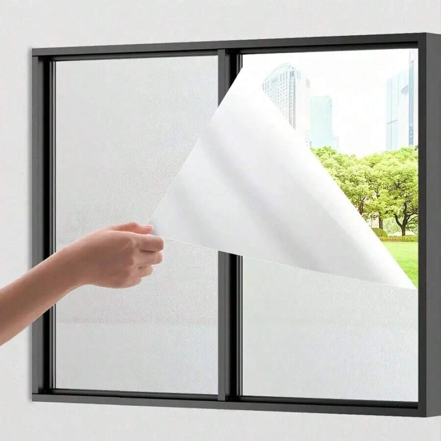 Frosted Glass Sticker Light-Blocking Bathroom Toilet Window Film Opaque ...