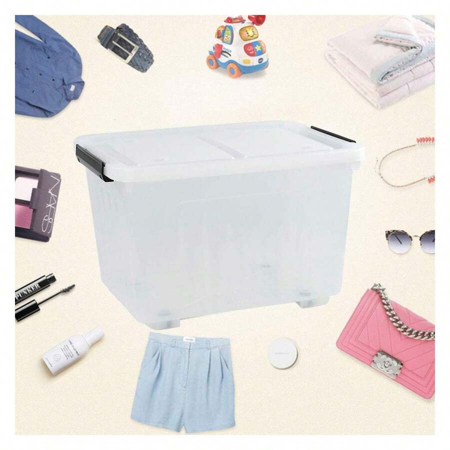 30 L Clear Large Storage Box, 4-Pack Plastic Storage Bins With Lids And ...