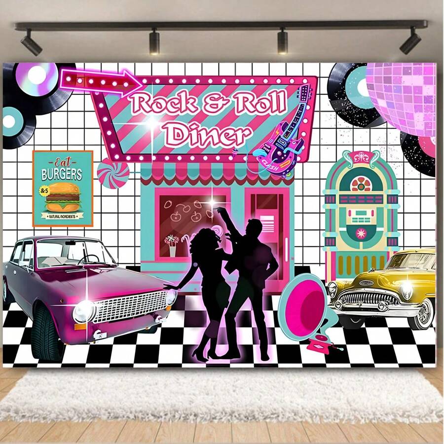 Rock And Roll Party Theme Photography Backdrops Return 50's Prom ...