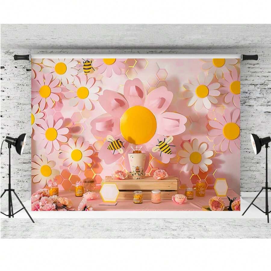 Photography Background Spring Pink Floral Bee Hive Decoration Cake ...