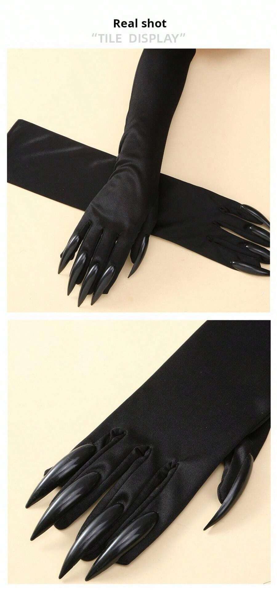 1 คู่ฮาโลวีนตลก Ghost Claw ถุงมือสีแดงเล็บยาวสำหรับ COSPLAY STAGE ...