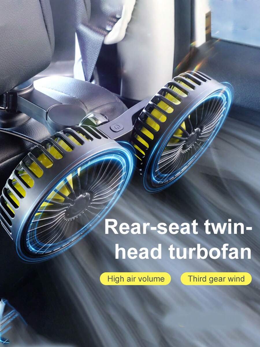 Car Fan, Cooling Car Fan, Dual Head Rear Seat Cooling Fan, 360 Degree ...