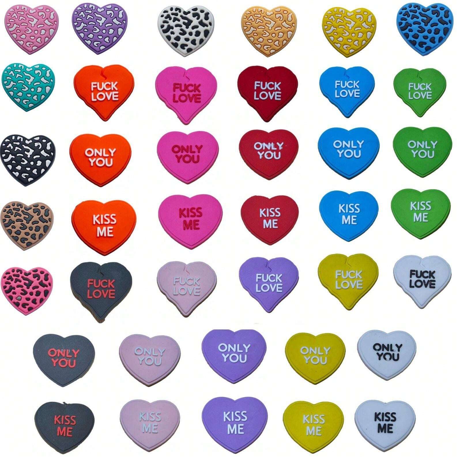 40pcs Lovely Heart Shaped Shoe Charms For DIY Decorating, PVC Soft Glue ...