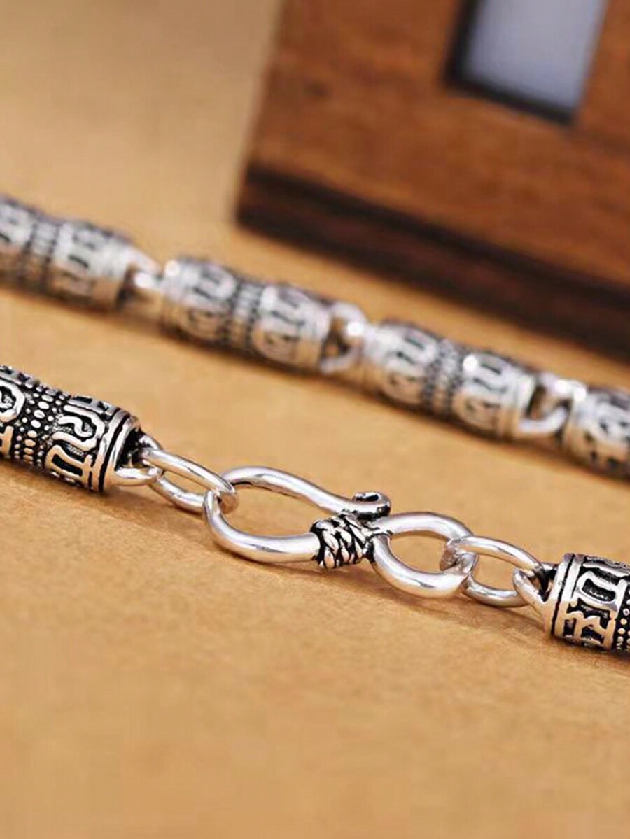 Hip-Hop Rock Cool Necklace With Om Mani Padme Hum And Peace Sign, Retro ...