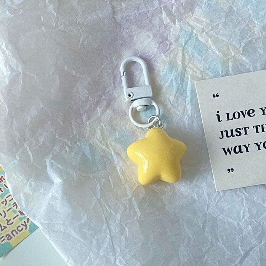 Cute Fat Pudding Yellow Star Shaped Keychain, Soft And Adorable Five ...