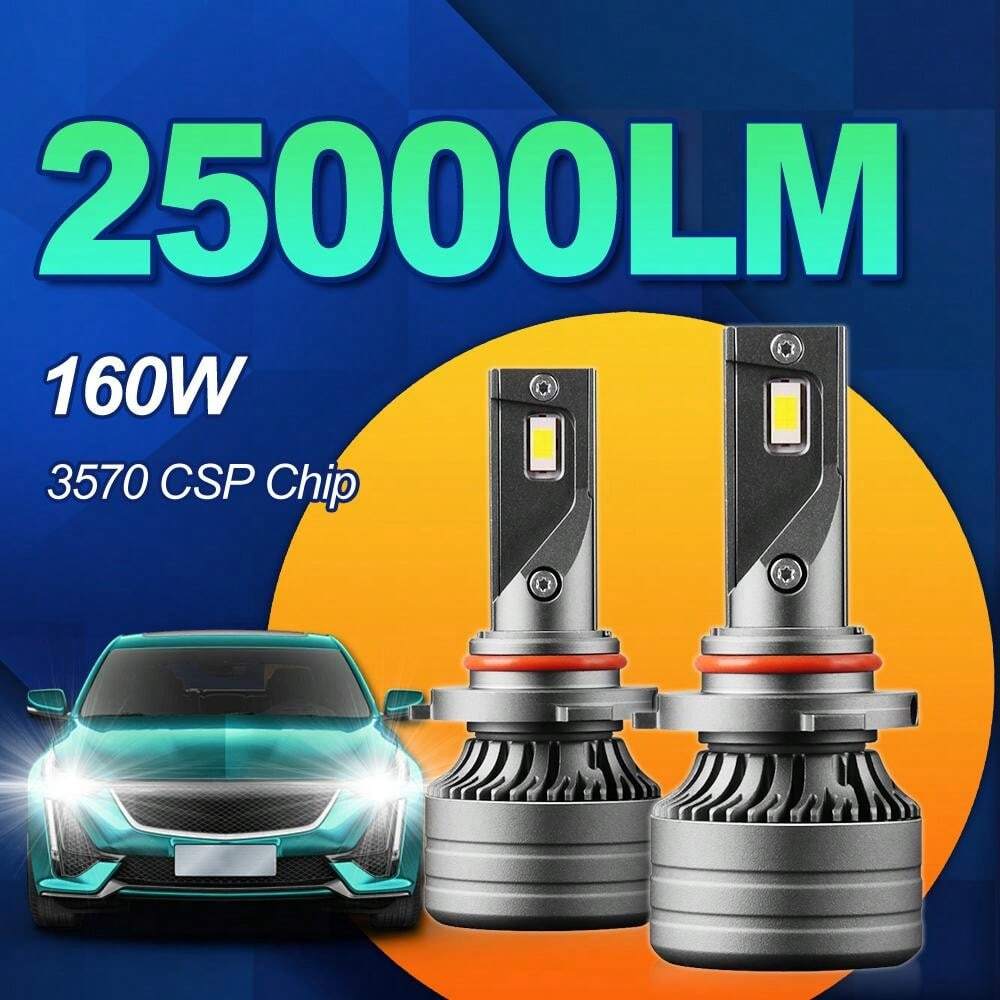 2 แพ็ค Roadsun 9005 H11 หลอดไฟหน้า LED, 25000LM, สีขาวนวล 6000K, 160W, หลอดฮาโลเจนทดแทน HB3, ชิป ...