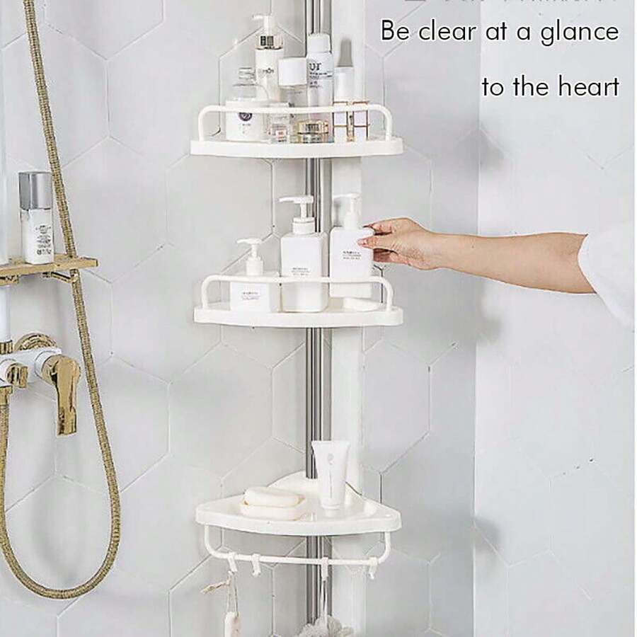 4 Tier Telescopic Bathroom Wall Corner Shelf Rack Shower Caddy Storage ...