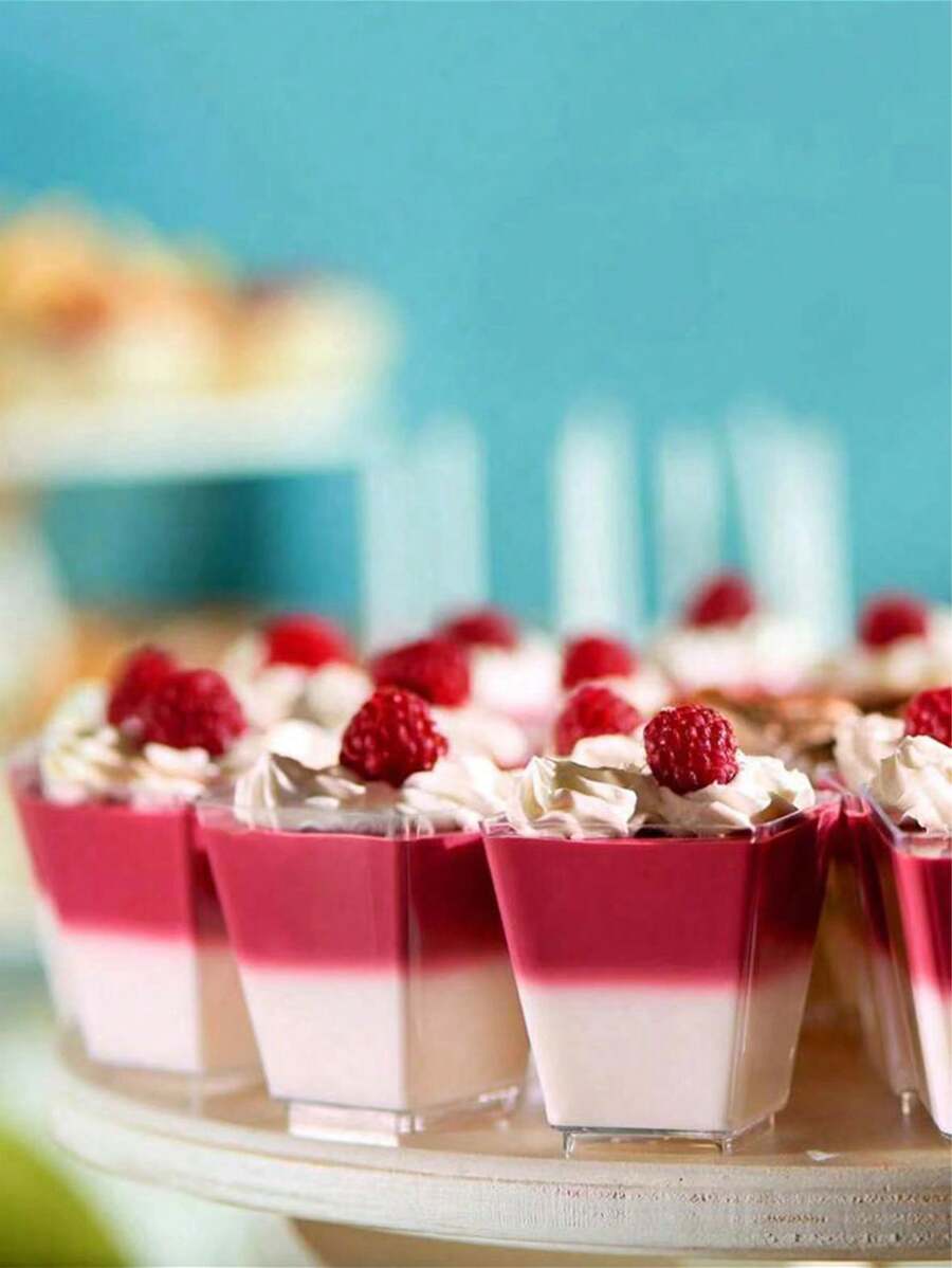 25 Pieces, 5-Ounce Plastic Dessert Cups With Lid, Mini Pudding Jar ...