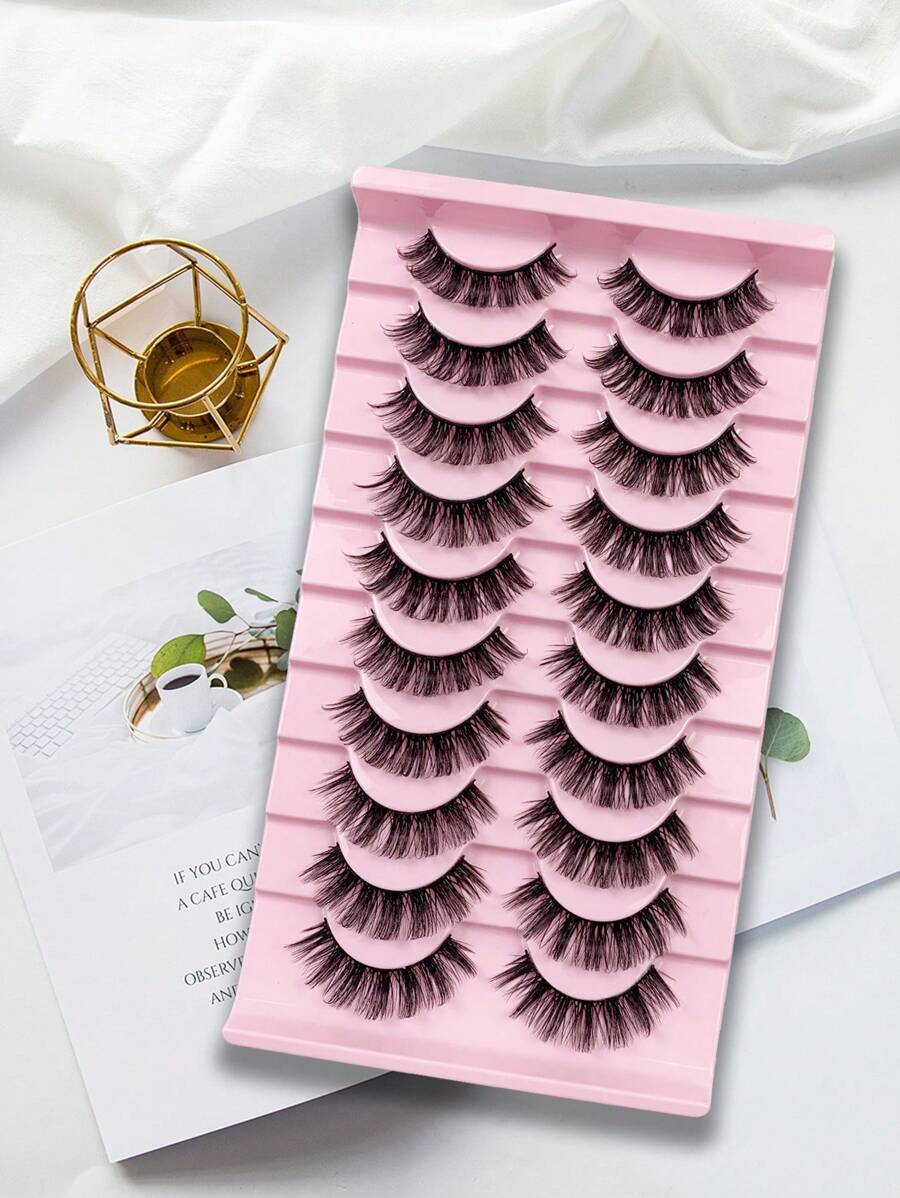 10 Pairs Russian Strip Lashes D Curl Wispy Fluffy False Eyelashes ...