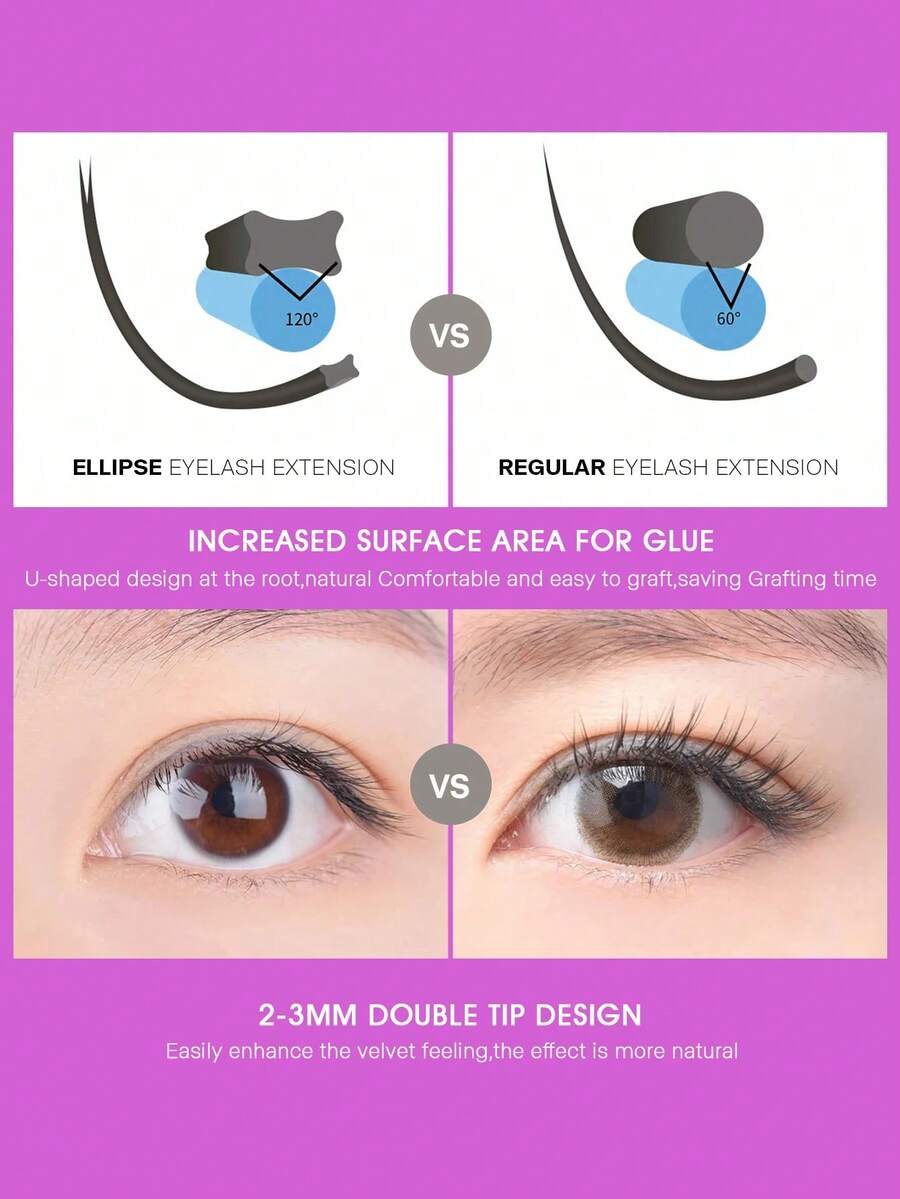 12 Rows MASSCAKU Flat Ellipse Natural Indicidual Flase Mink Eyelash C/D Curl 8-15mm Mix Length 0 ...