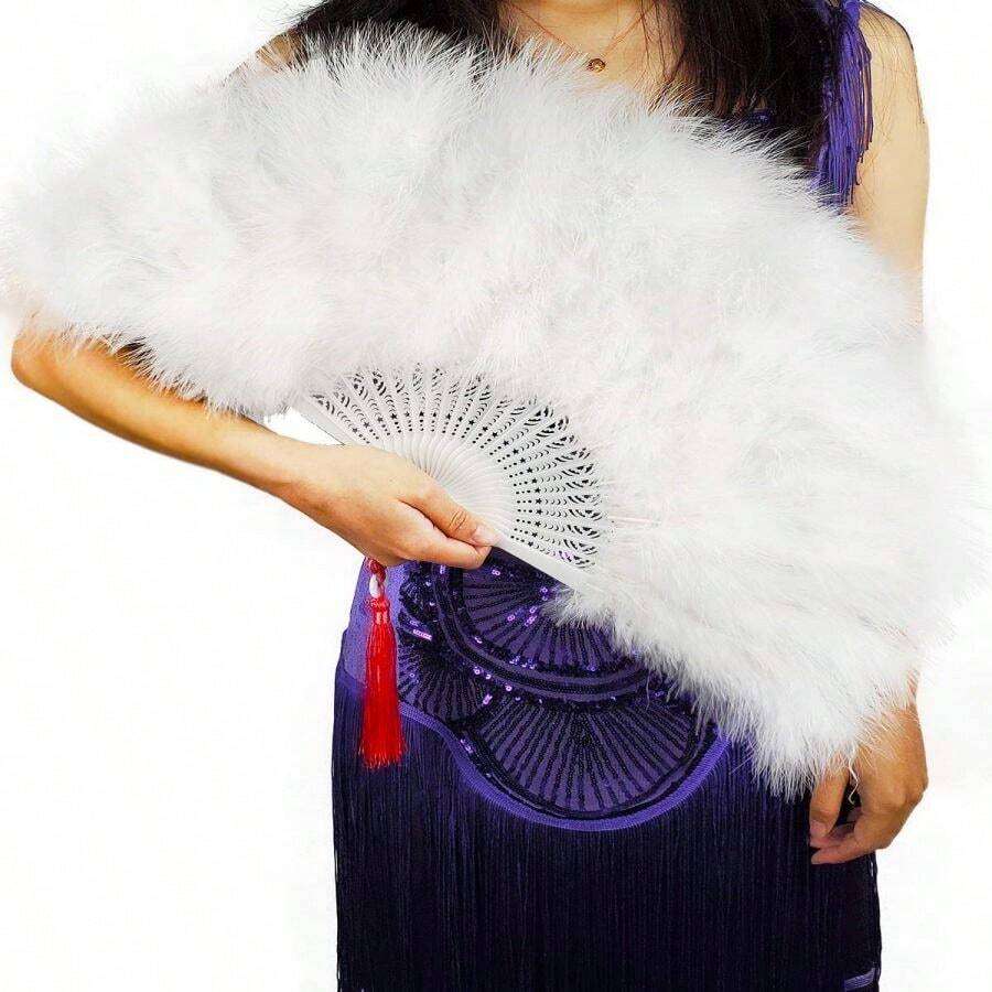 Handheld Marabou Feather Fan, 1920s Vintage Style Flapper Hand Fan For ...