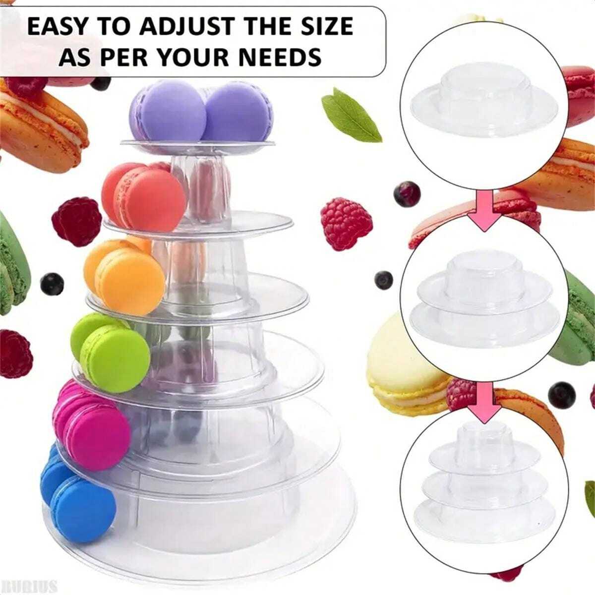 Round Plastic Macaron Tower Stand Macarons Holder - Macaroon Cake Tower ...
