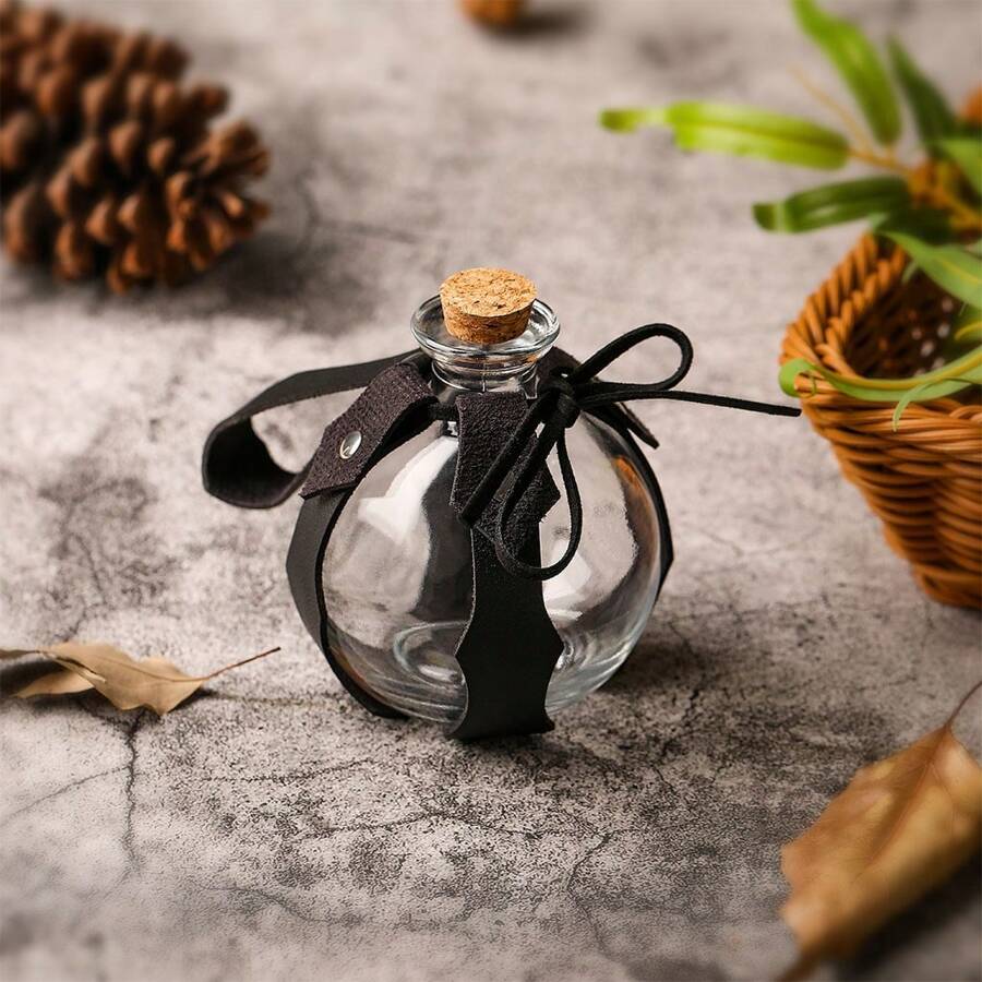 Skeleteen Dark Magic Potion Bottle - Brown Wizard Potions Glass Holder ...
