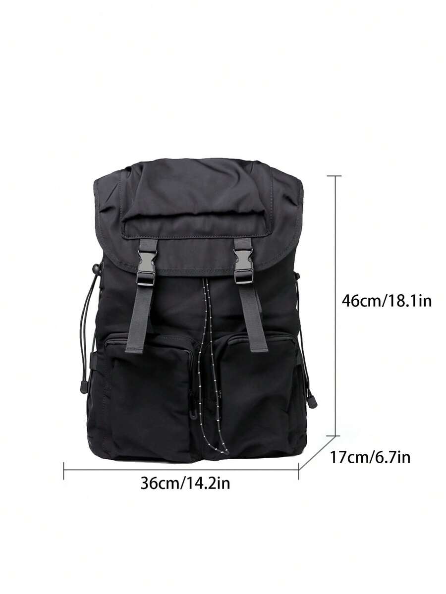 New Male College Student Backpack Clamshell Drawstring Casual Backpack ...