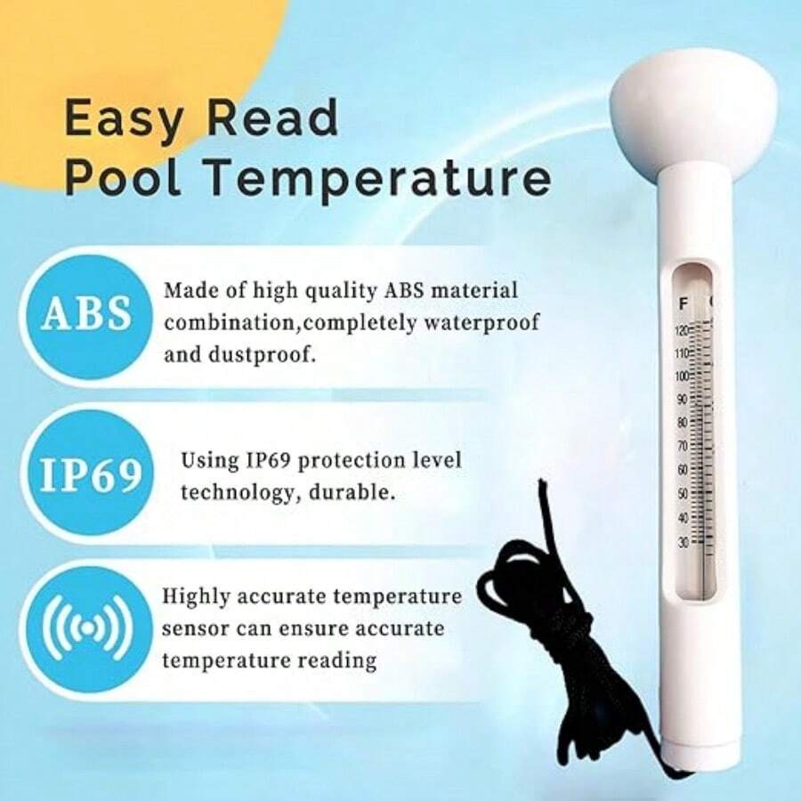 1pc ABS Floating Swimming Pool Thermometer, Spa Water Temperature Gauge ...