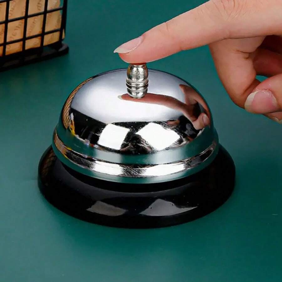 1pc Silver Desktop Bell Metal Silver Bell Hotel Front Desk Bell Can Be ...