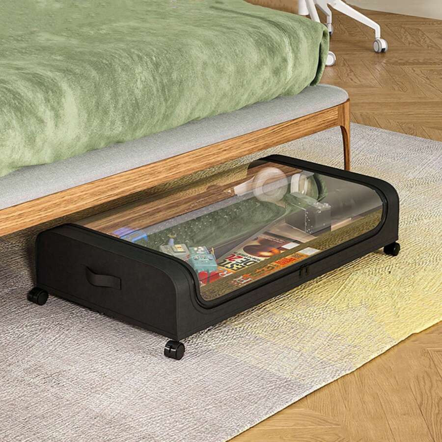 Portable Storage Box Under The Bed With Wheels, Oxford Cloth With Cover ...