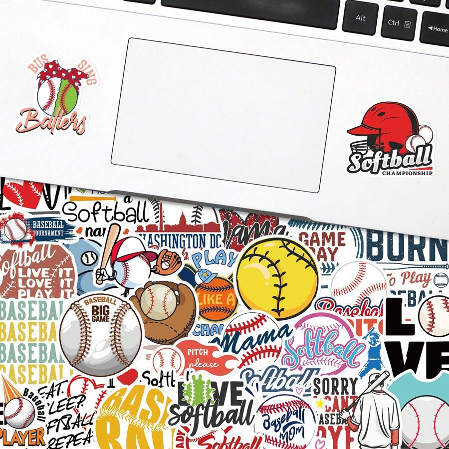 100Pcs Baseball Stickers For Water Bottles, Motorcycle Vinyl Waterproof ...