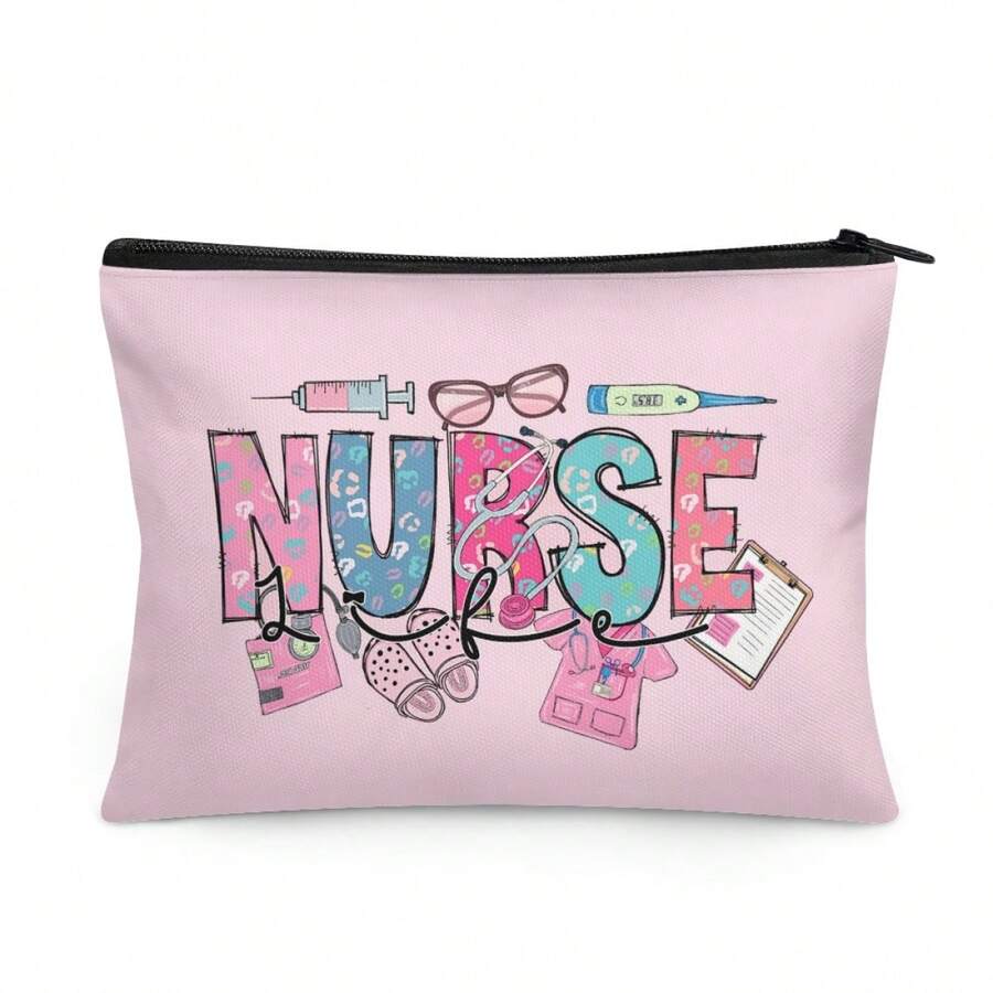 Cartoon Nurse Pattern Storage Pouch Women's Clutch Zipper Multi Storage ...