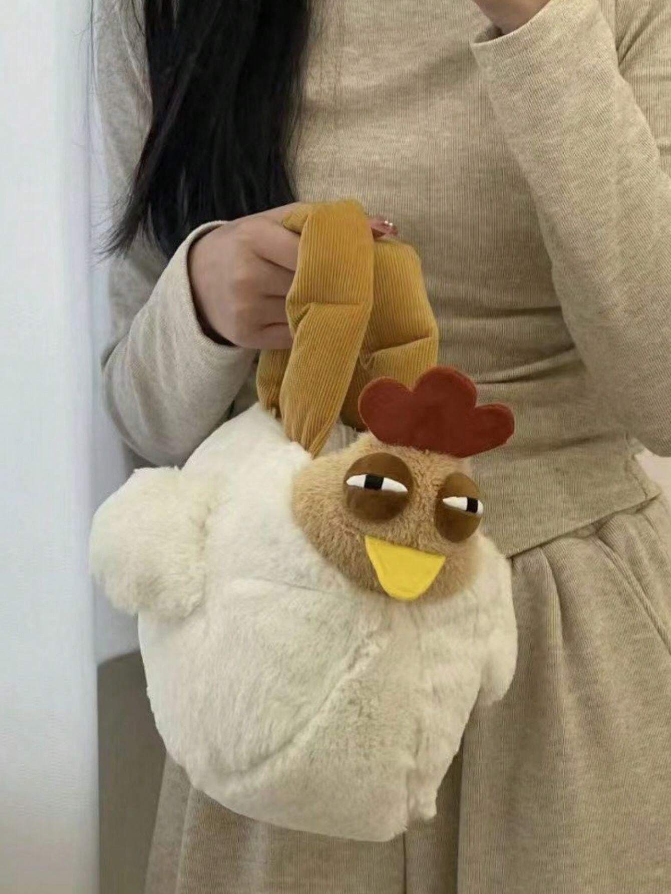 Women's Laughing Chicken Plush Bag, Creative And Lovely Chicken Shaped ...