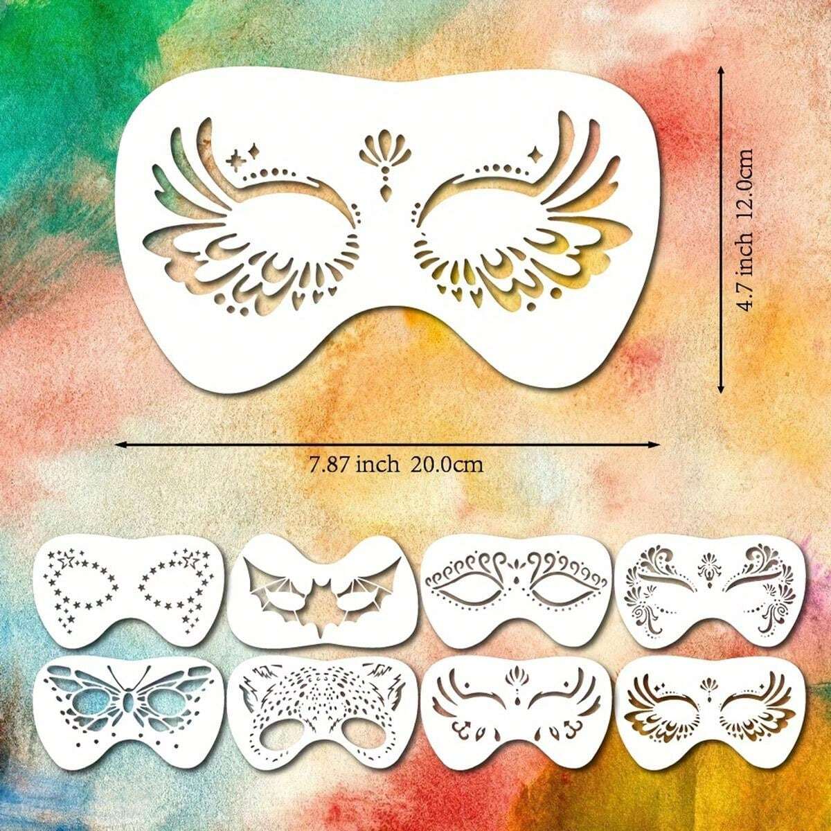 8pcs Face Stencils Kits, 7.8*4.7 Inch Reusable Large Face Paint ...