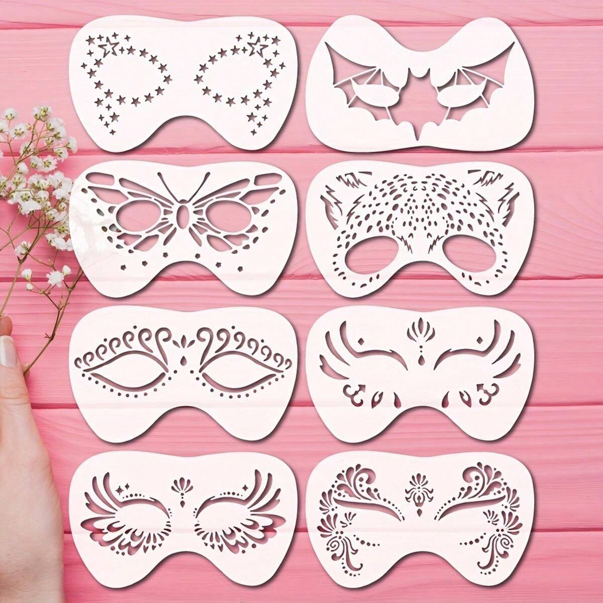 8pcs Face Stencils Kits, 7.8*4.7 Inch Reusable Large Face Paint ...