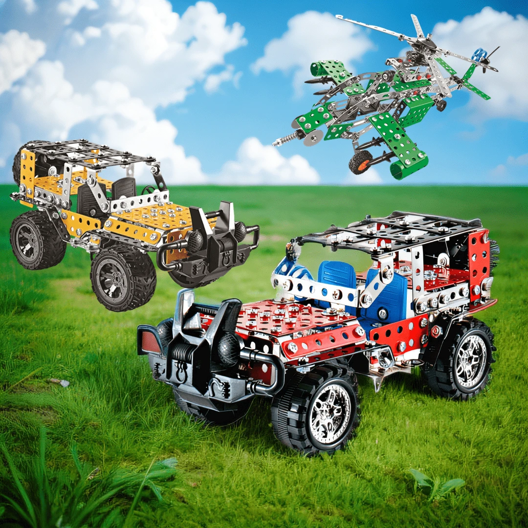 3D Metal Screw & Block Car And Apache Helicopter Assembly Model Toy ...