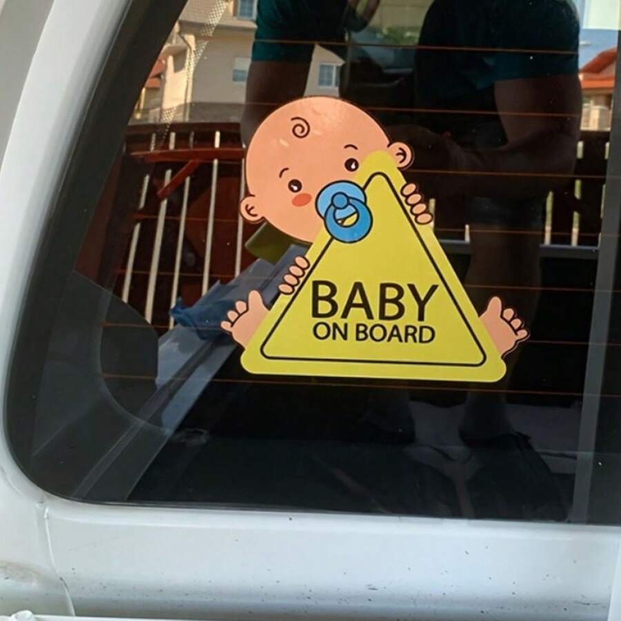 Cartoon Baby-On-Board Safety Car Decal | High-Visibility, Glossy & Self ...