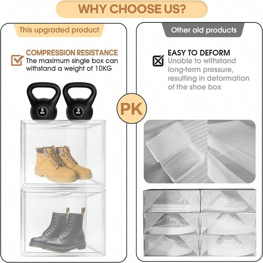 Shoe Boxes Large Clear Stackable Boot Boxes With Magnetic Door Storage ...