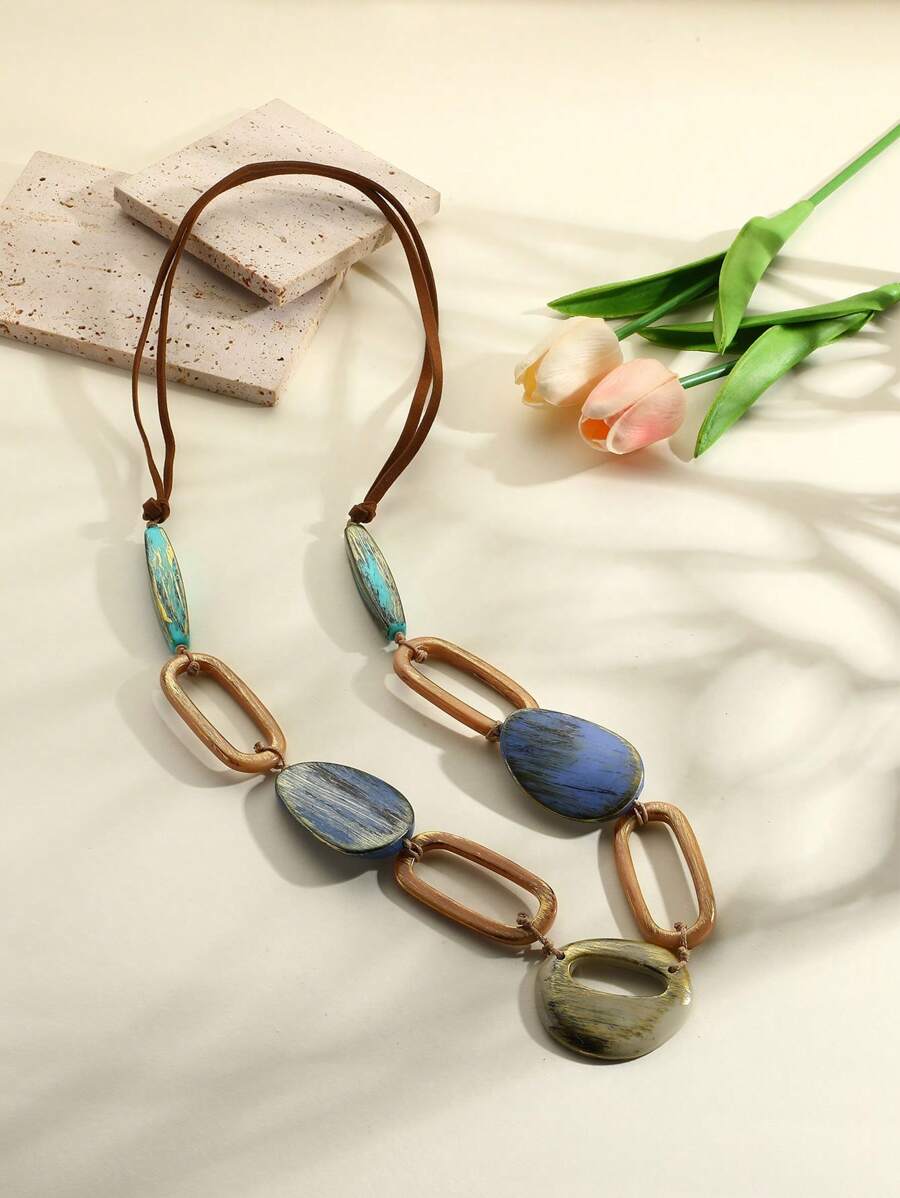 1pc European And American Vintage Colorful Irregular Shape Trendy High-Quality Women's Statement ...
