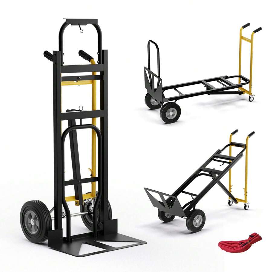 3-In-1 Convertible Hand Truck With 4 Rubber Wheels 1000 Lbs Max Load ...